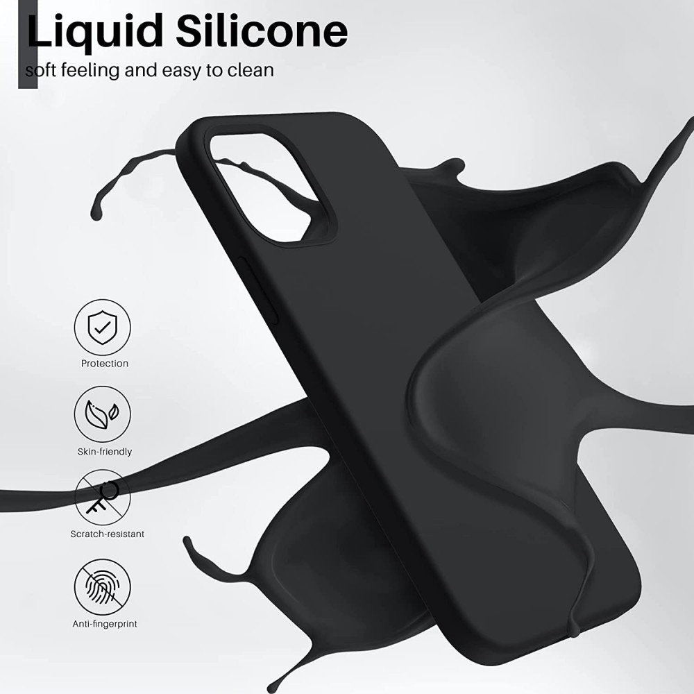 Juodas dėklas Liquid Silicone mm telefonui iPhone Pro Max